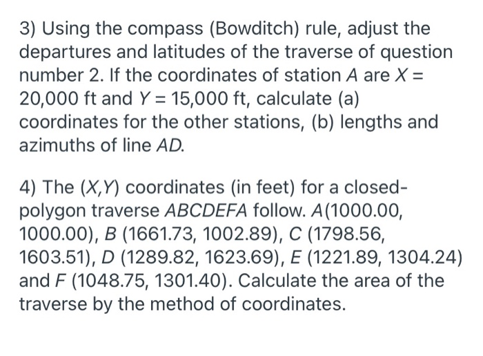 Solved 3) Using the compass (Bowditch) rule, adjust the | Chegg.com