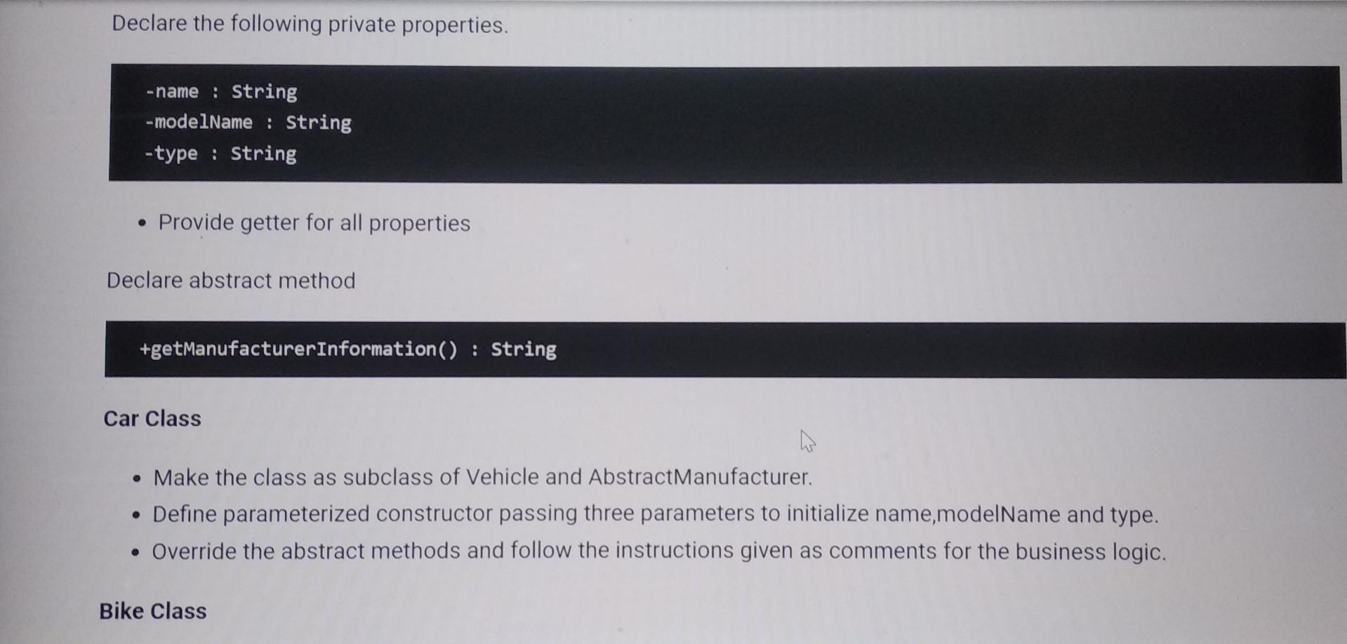 Solved Exercise - Abstract Classes - Problem Statement: | Chegg.com