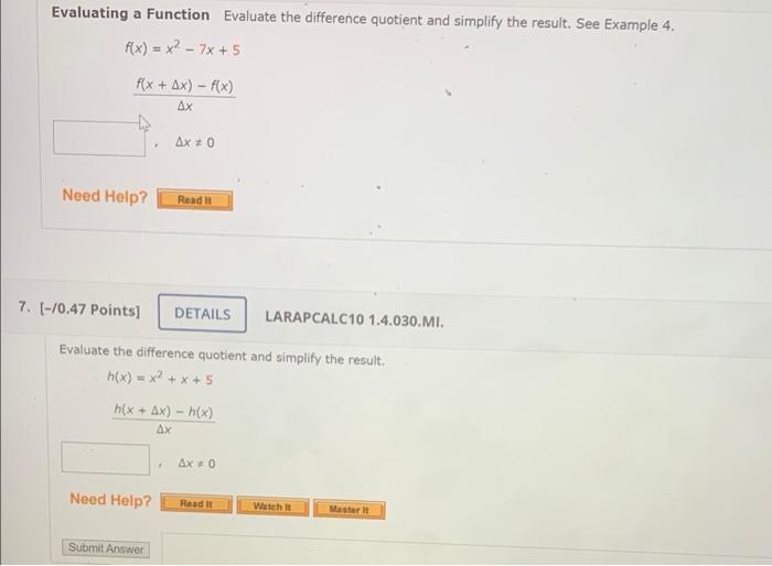 Solved Evaluating a Function Evaluate the difference | Chegg.com