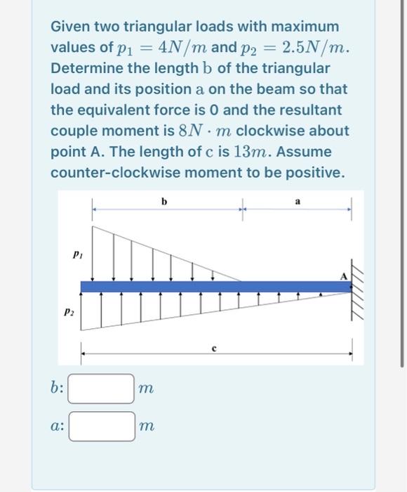 Solved Given two triangular loads with maximum values of | Chegg.com