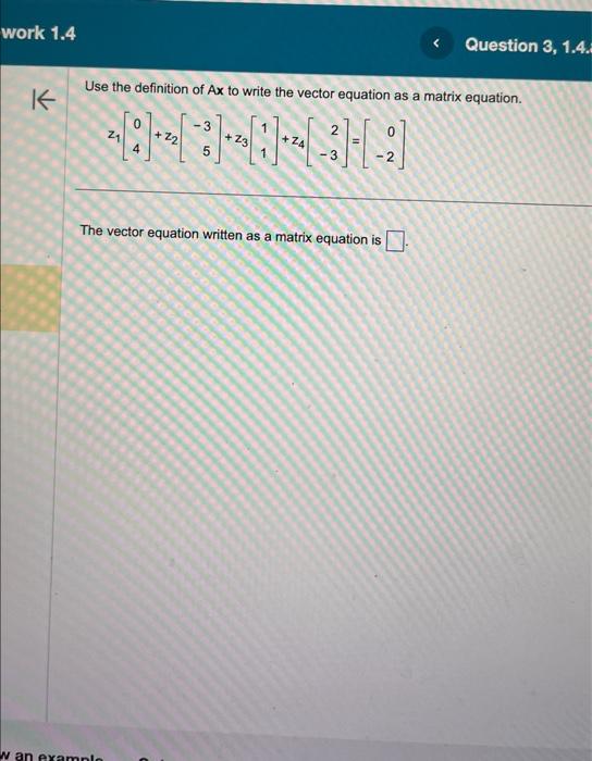 Solved Use the definition of Ax to write the vector equation | Chegg.com