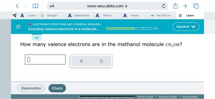 Solved How many valence electrons are in the methanol | Chegg.com