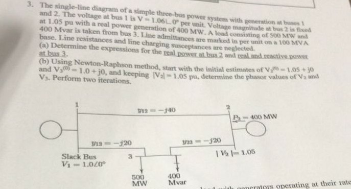 Solved 3. The single-line diagram of a simple three-bus | Chegg.com