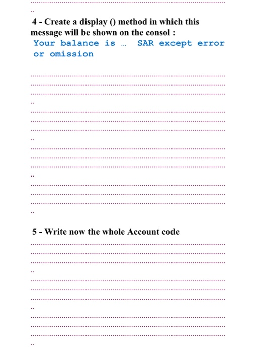 Solved 1 - Creation of the Java Account class in which you | Chegg.com