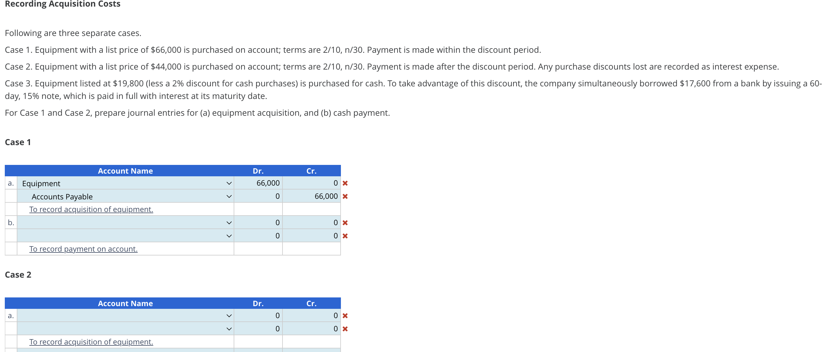 Solved Recording Acquisition CostsFollowing are three | Chegg.com