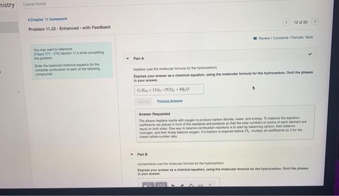 Solved 11 Review Constants Periodic Table Part A heptane | Chegg.com