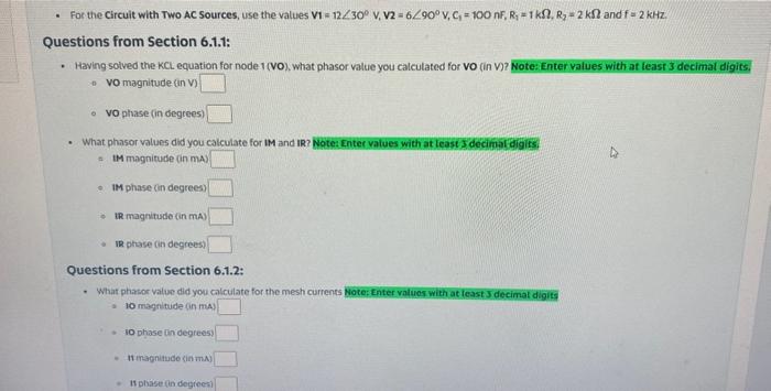 Solved Figure 4: Circuit with Two AC Sources- For the | Chegg.com