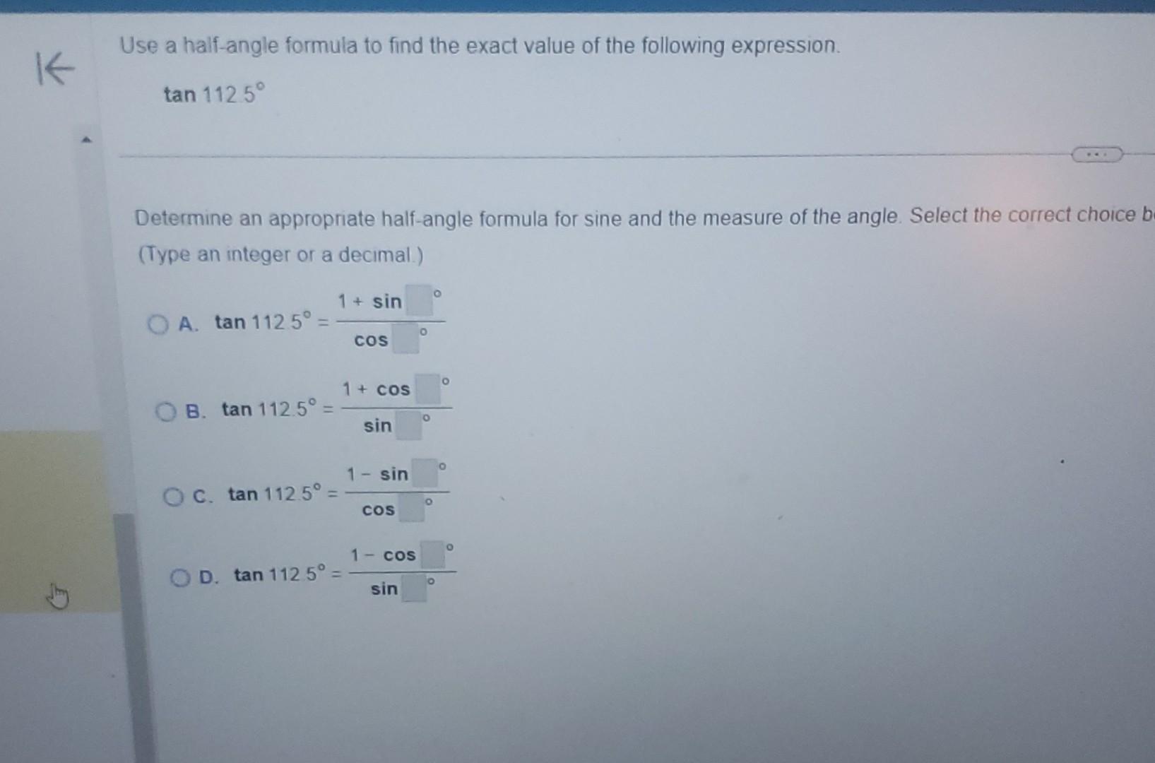 Solved Use a half-angle formula to find the exact value of | Chegg.com