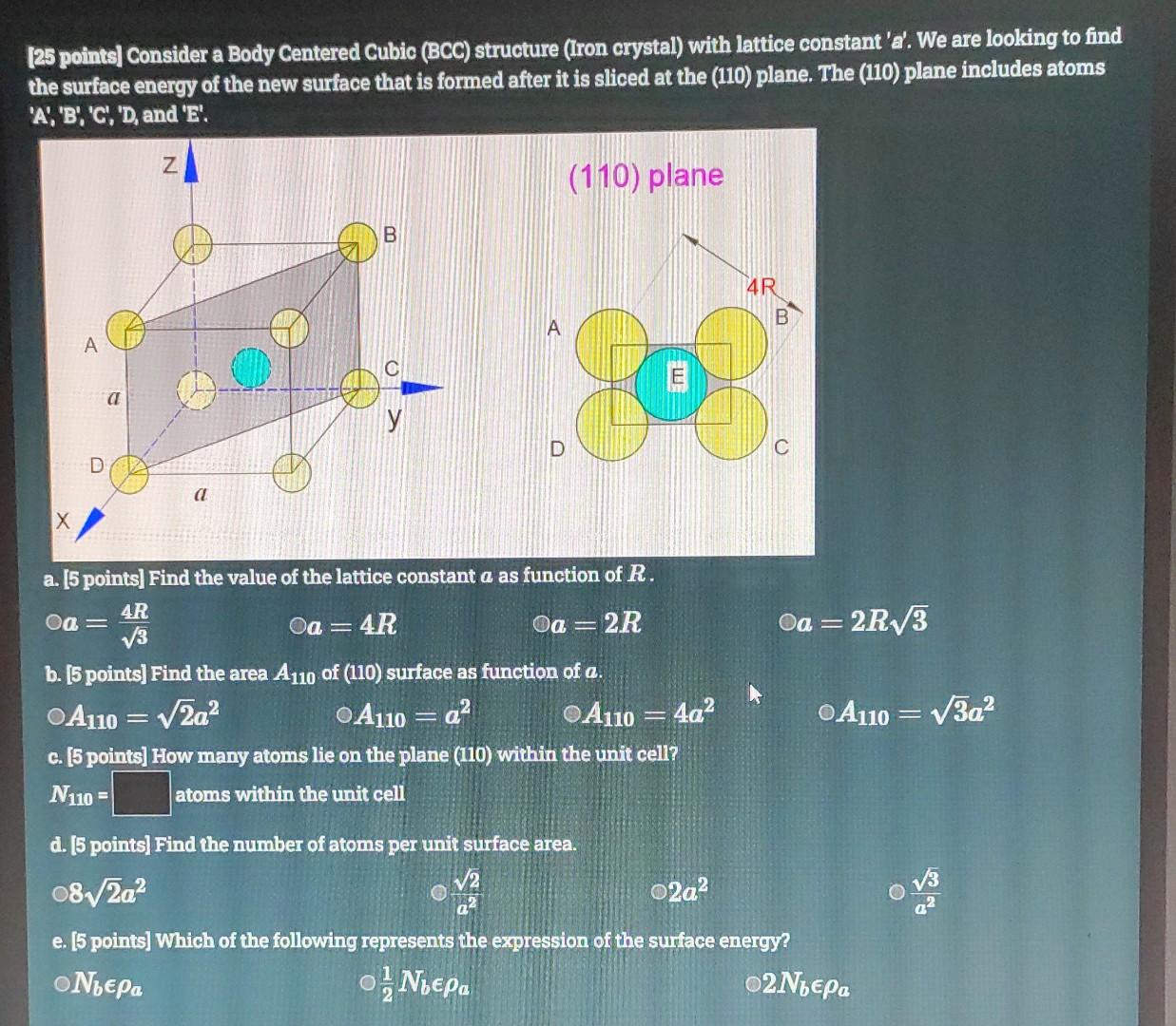 Solved [25 points] Consider a Body Centered Cubic (BCC) | Chegg.com