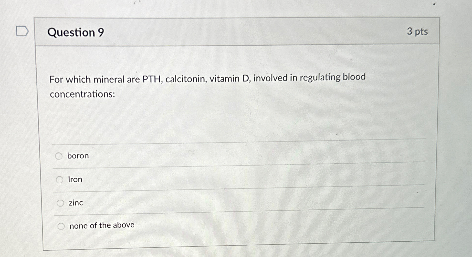 Solved Question 93 ptsFor which mineral are PTH, | Chegg.com Solved Question 93 ptsFor which mineral are PTH, | Chegg.com
