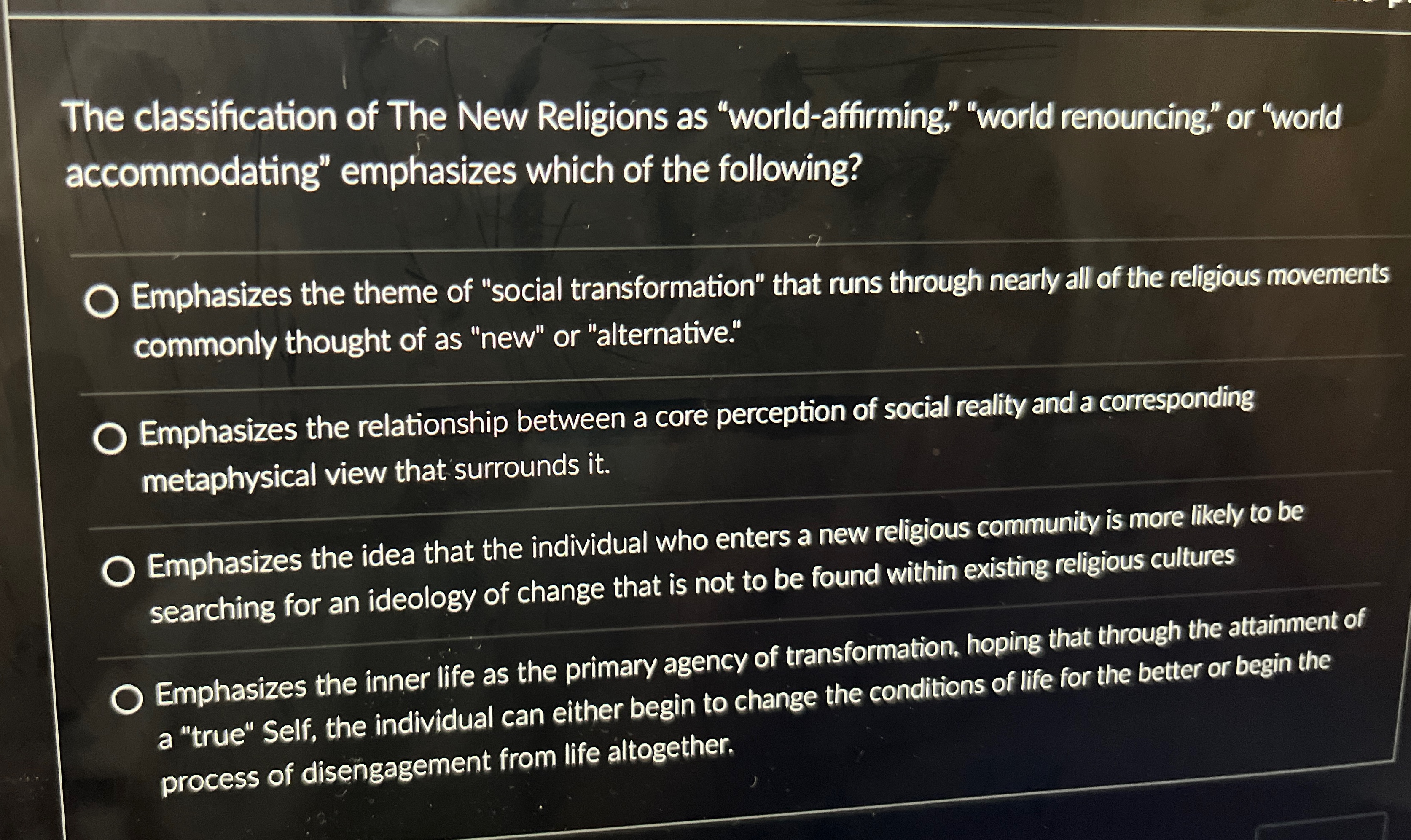 Solved The classification of The New Religions as | Chegg.com
