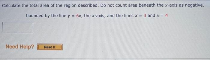 Solved Calculate the total area of the region described. Do | Chegg.com
