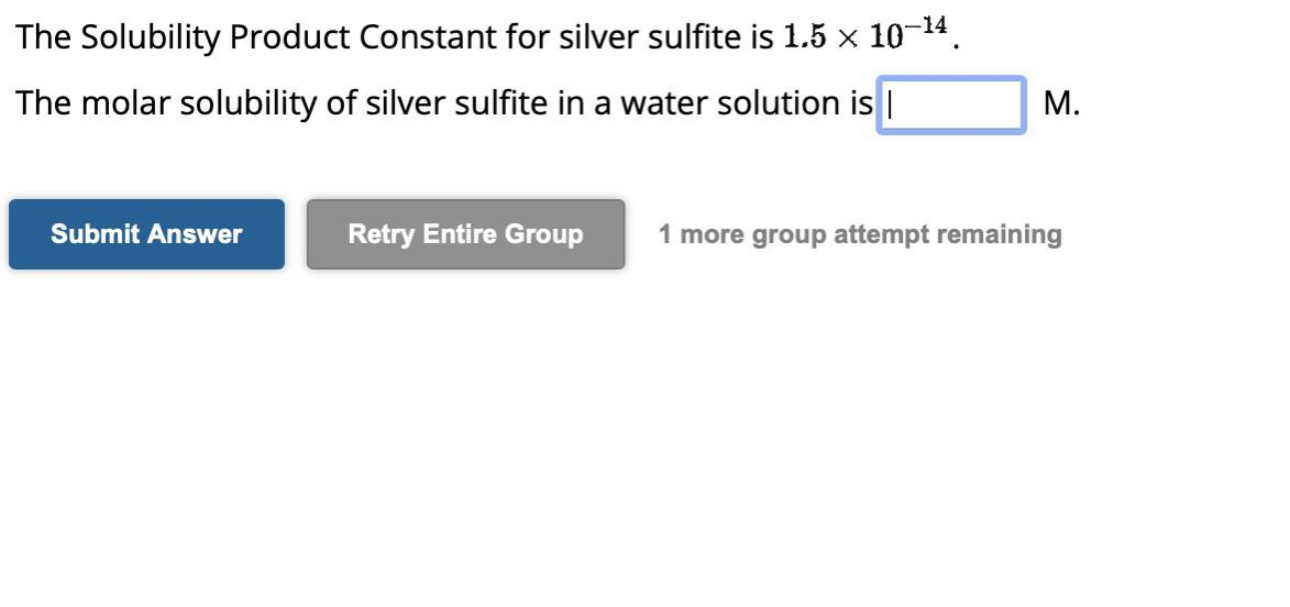 Solved The Solubility Product Constant for silver sulfite is | Chegg.com