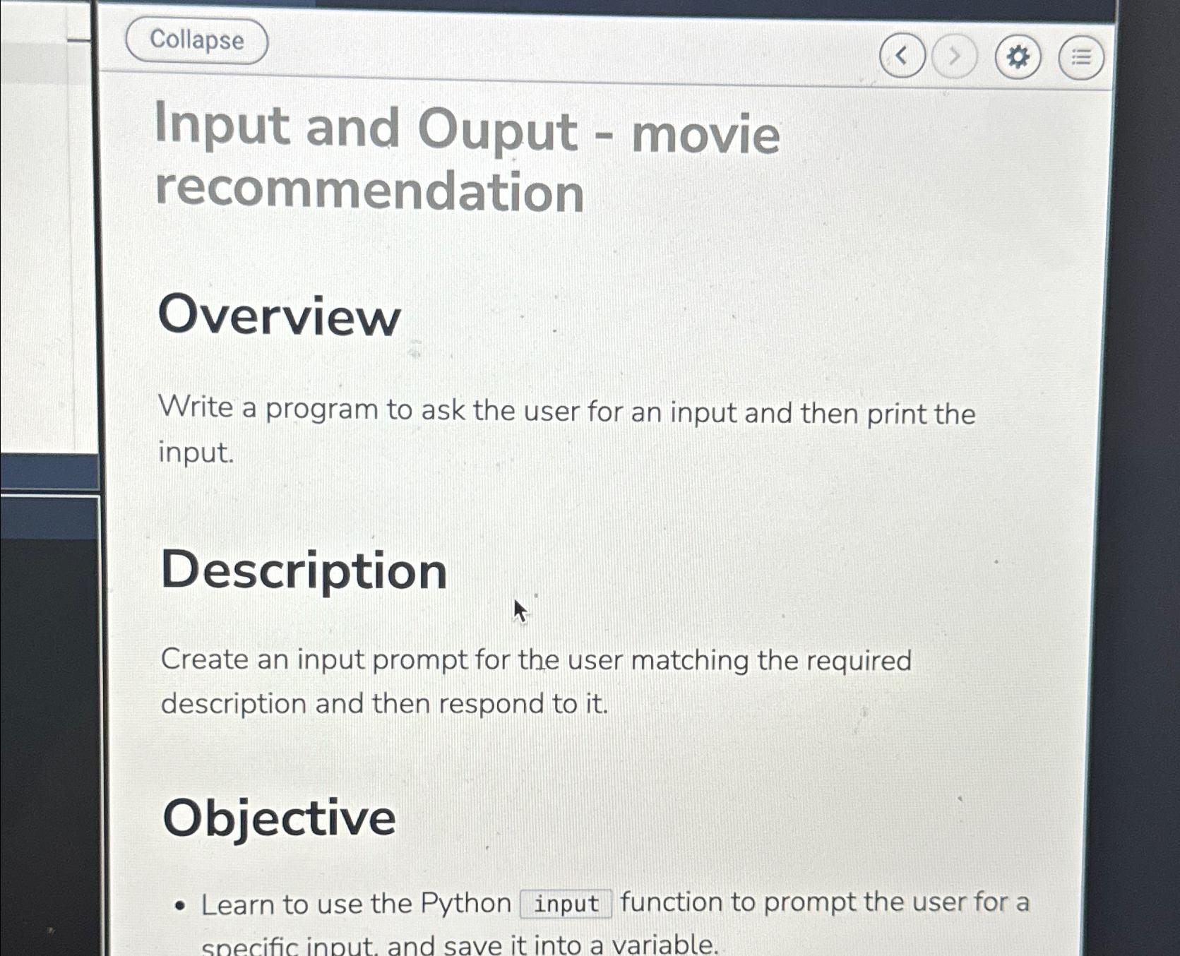 Solved Input and Ouput - ﻿movie recommendationOverviewWrite | Chegg.com