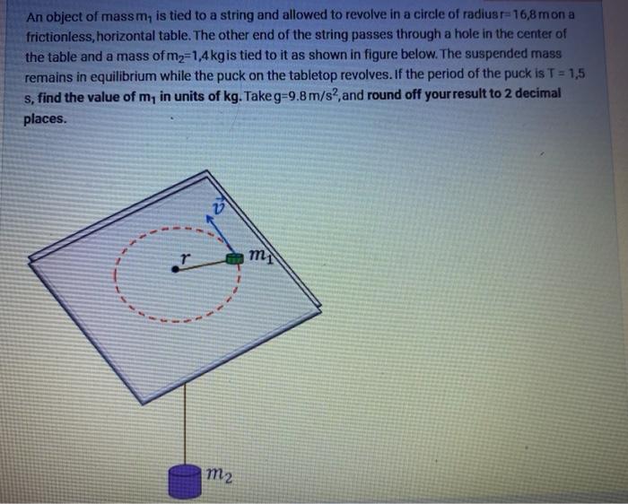 Solved An object of mass m1 is tied to a string and allowed | Chegg.com