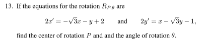 Solved If the equations for the rotation RP,θ | Chegg.com