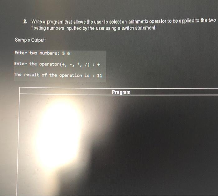 Solved 2. Write a program that allows the user to select an | Chegg.com