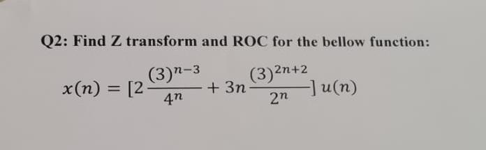 Solved Q2 Find Z Transform And Roc For The Bellow Function 