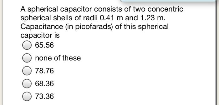 Solved A spherical capacitor consists of two concentric | Chegg.com