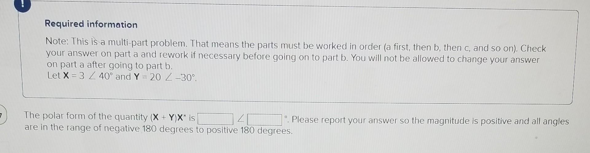 Solved Required information Note: This is a multi-part | Chegg.com