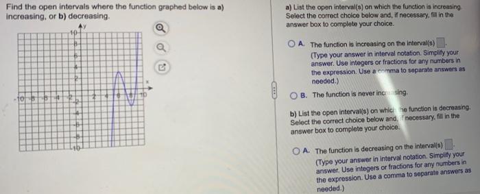 Solved Find the open intervals where the function graphed | Chegg.com