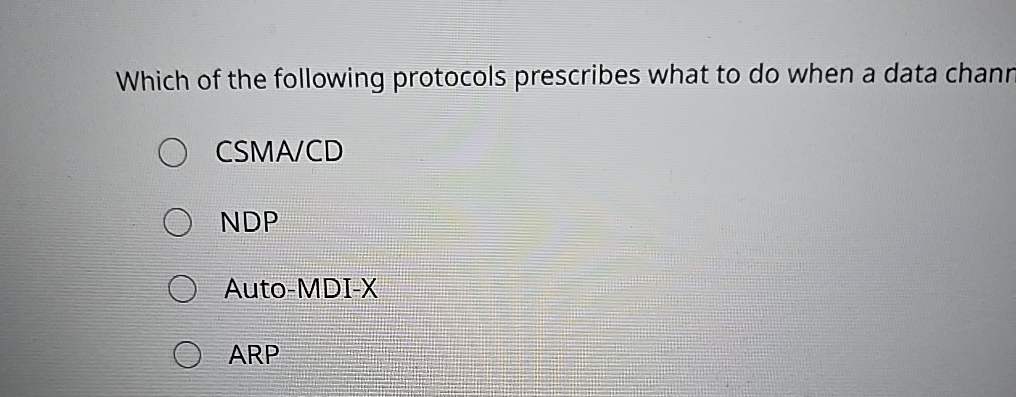 Solved Which of the following protocols prescribes what to | Chegg.com