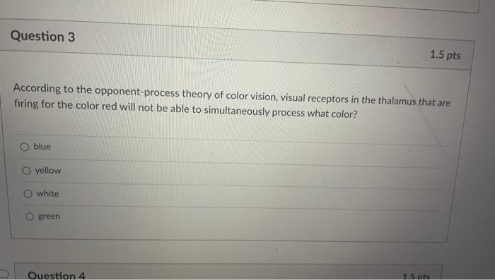 Solved According to the opponent-process theory of color | Chegg.com