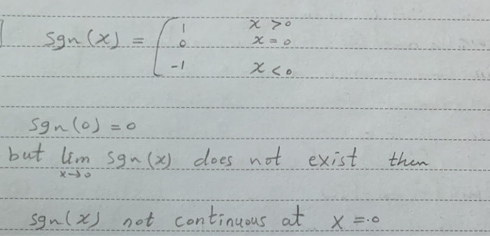 Solved why limit of sgn(x) at x=0 is does not exist ? (I | Chegg.com