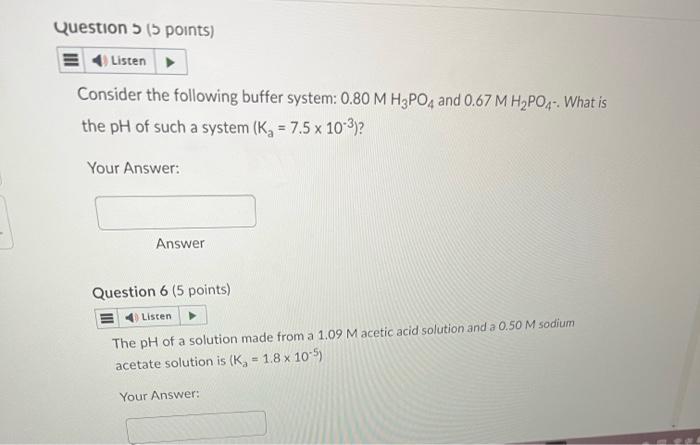 Consider the following buffer system: 0.80MH3PO4 and | Chegg.com