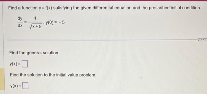 Solved Find a function y=f(x) satisfying the given | Chegg.com