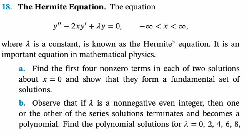 Solved The Hermite Equation. The | Chegg.com
