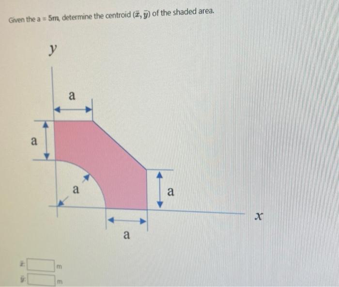 Solved Given the a=5m, determine the centroid (xˉ,yˉ) of the | Chegg.com