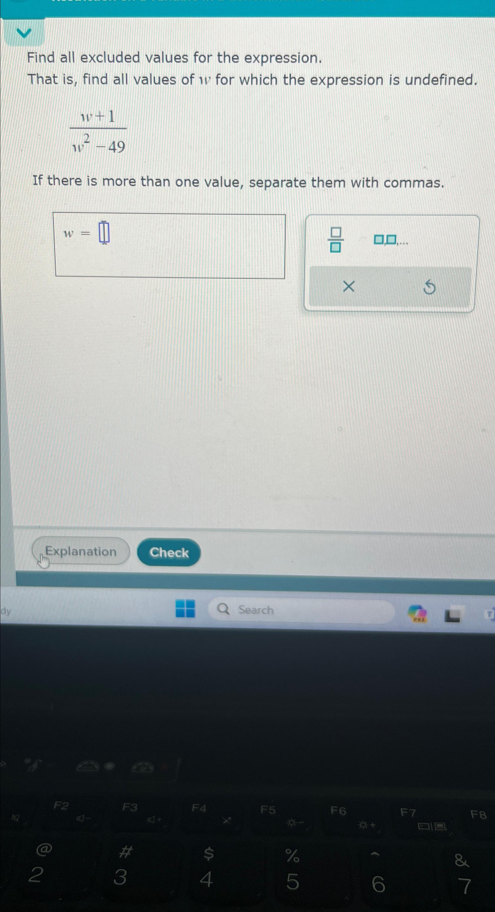 Solved Find all excluded values for the expression.That is, | Chegg.com