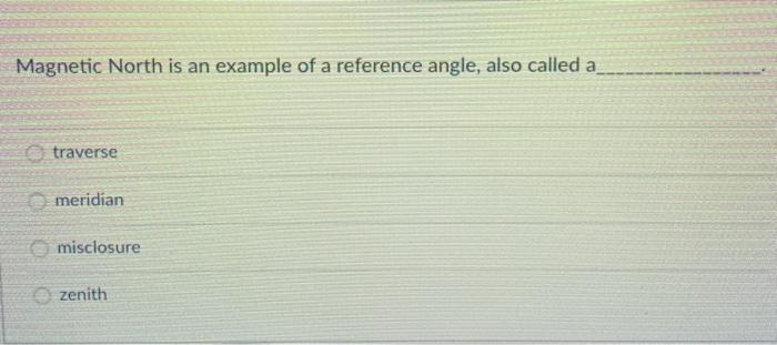 Solved Magnetic North is an example of a reference angle, | Chegg.com