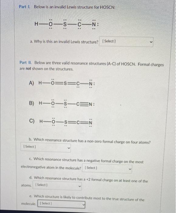 Solved Part I. Below is an invalid Lewis structure for | Chegg.com