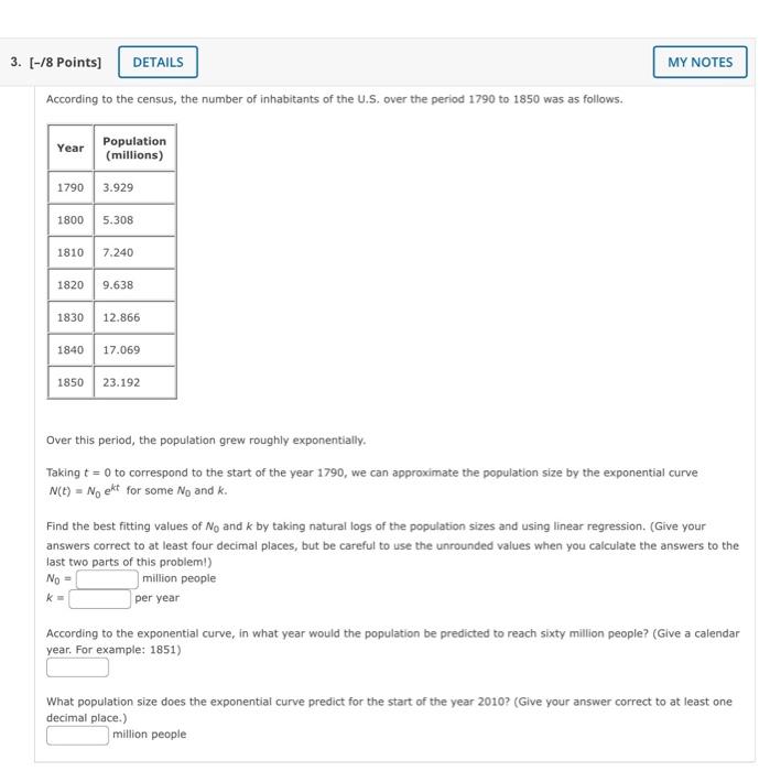 According to the census, the number of inhabitants of | Chegg.com