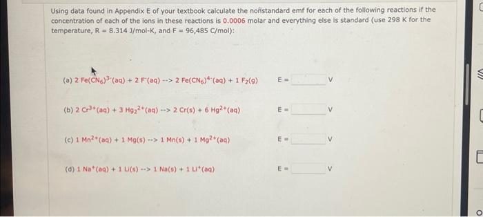 Solved Using data found in Appendix E of your textbook | Chegg.com Solved Using data found in Appendix E of your textbook | Chegg.com