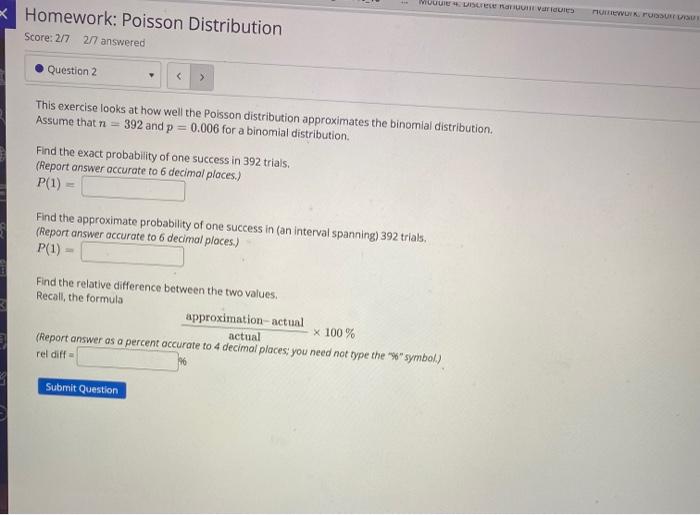 Solved This exercise looks at how well the Poisson | Chegg.com