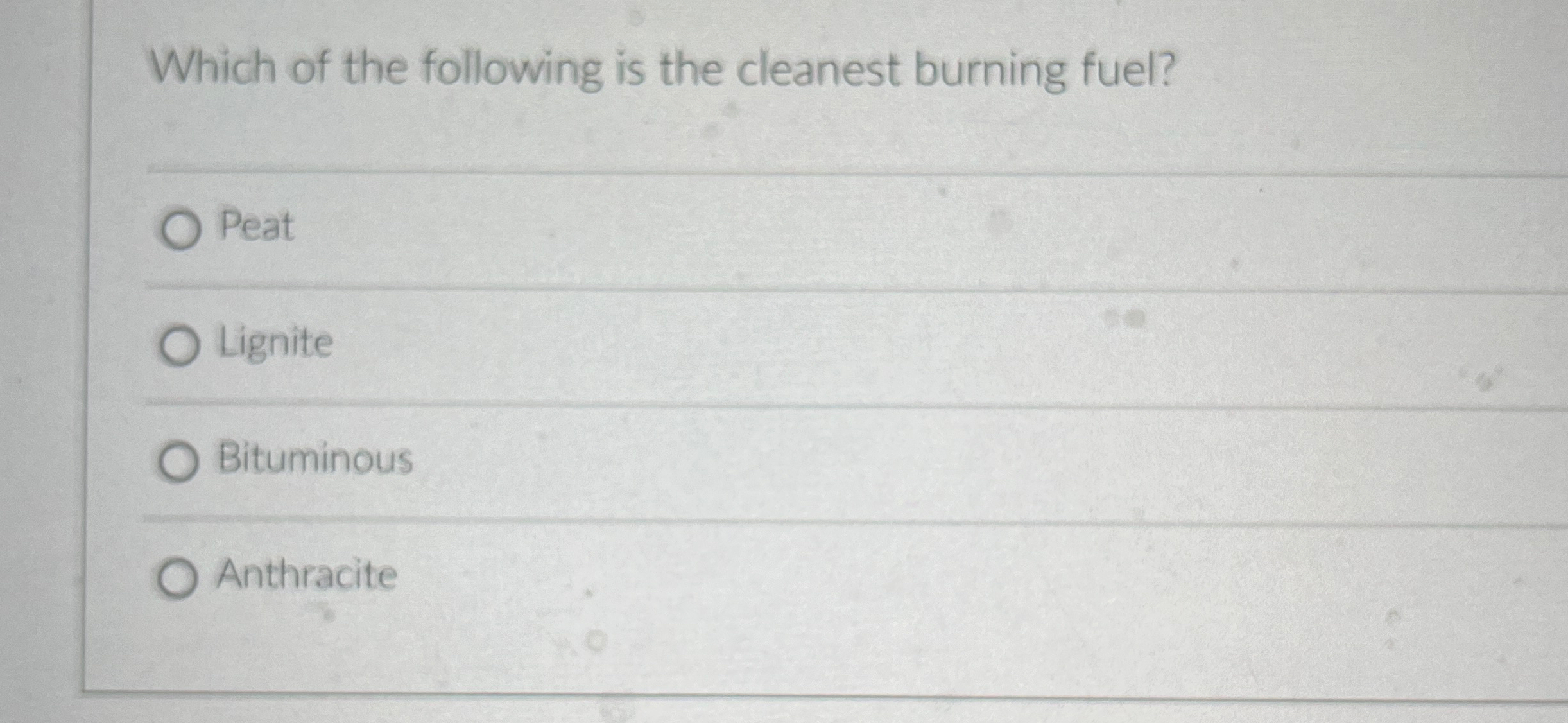 Solved Which of the following is the cleanest burning | Chegg.com