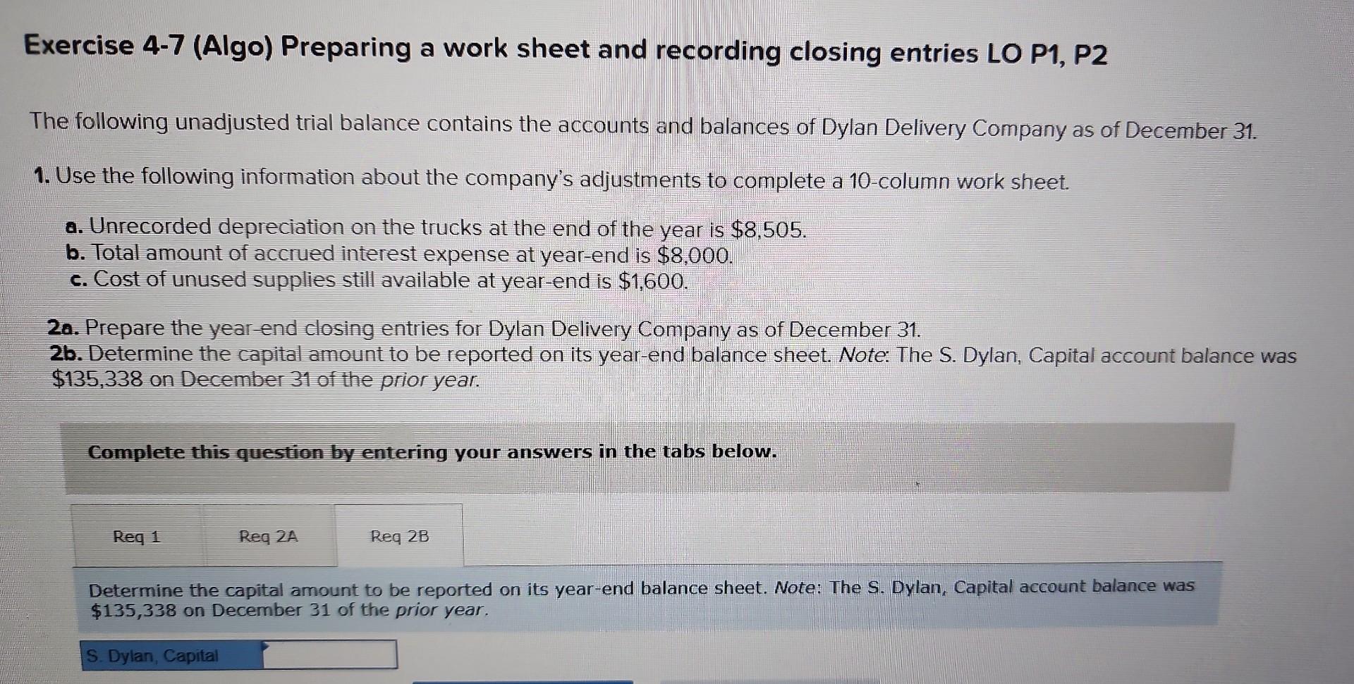 Solved Exercise 4-7 (Algo) Preparing a work sheet and | Chegg.com