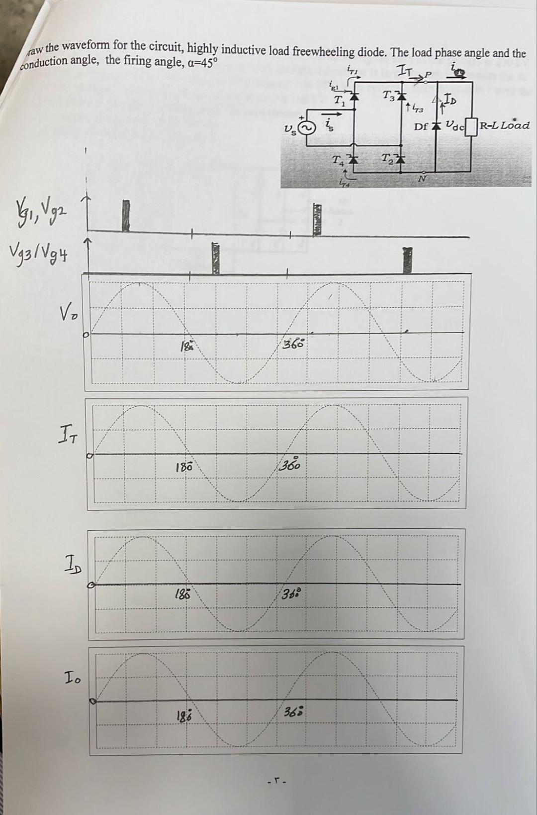 Solved aw the waveform for the circuit, highly inductive | Chegg.com