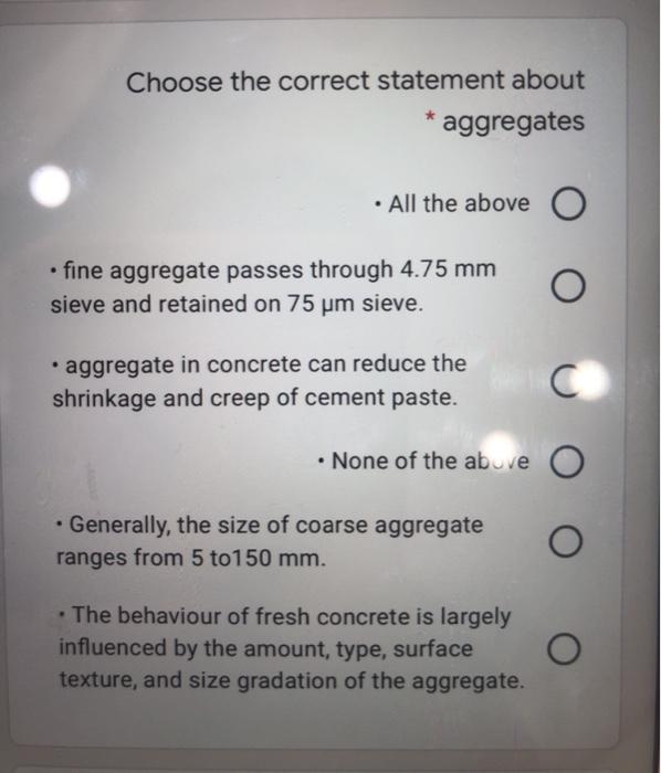 Solved Choose the correct statement about aggregates . All | Chegg.com