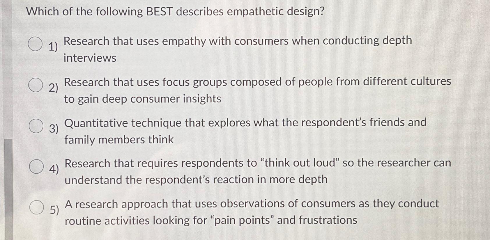 Solved Which of the following BEST describes empathetic | Chegg.com
