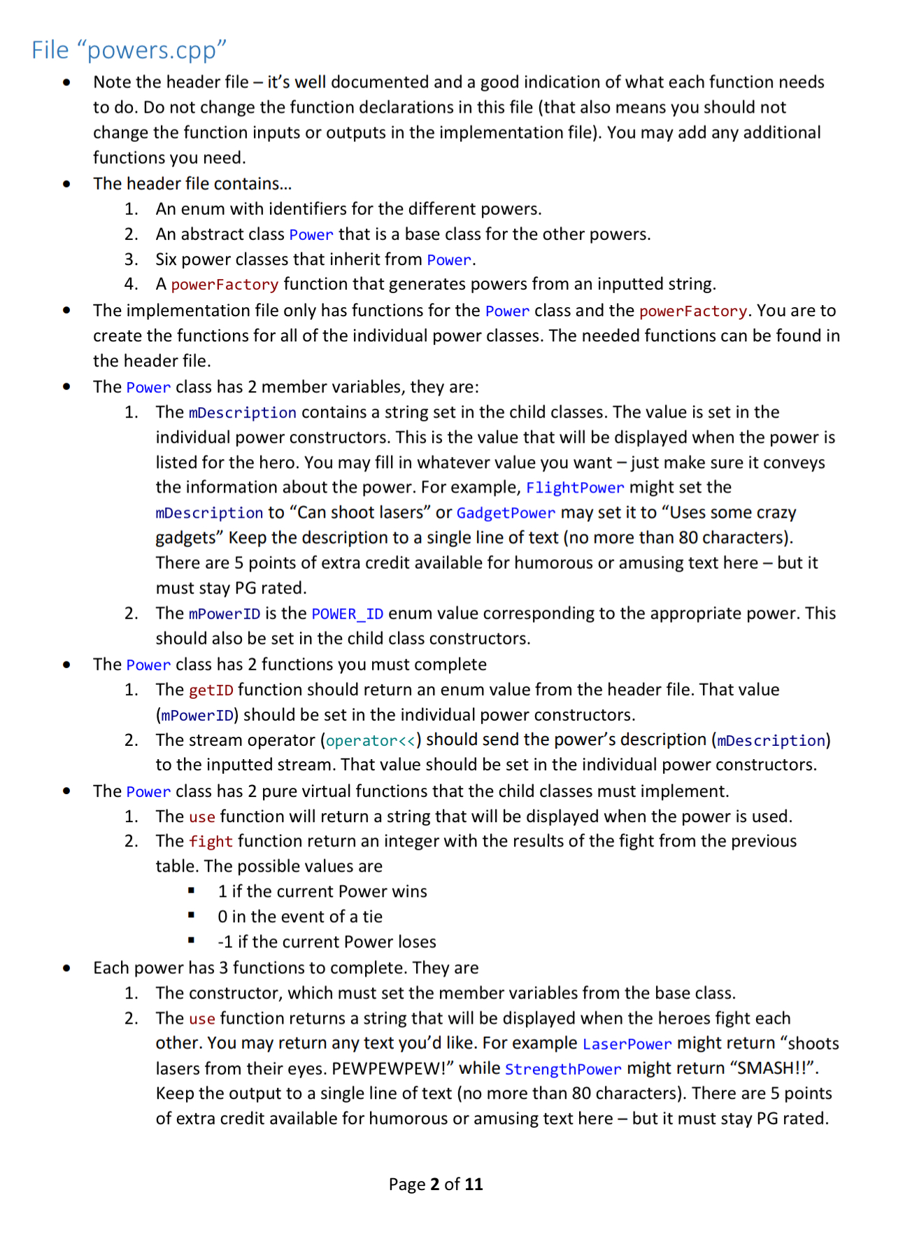 Solved File "powers.cpp"Note the header file - ﻿it's well | Chegg.com