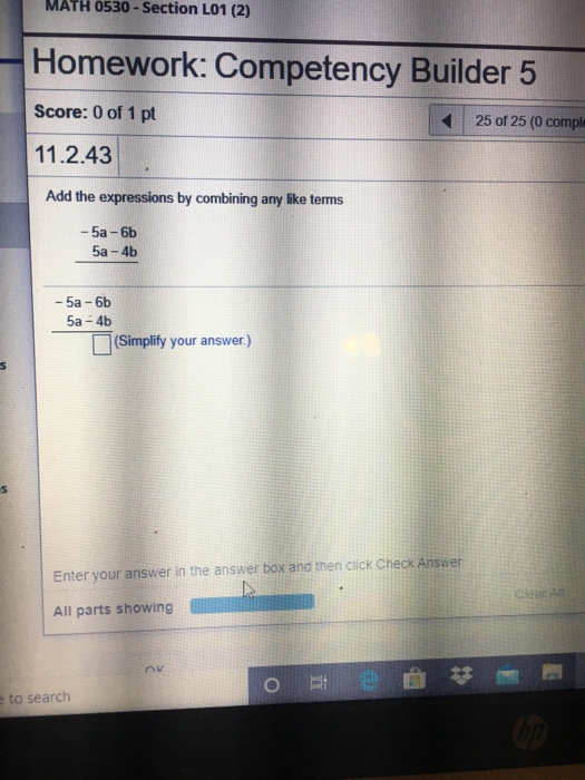 Solved MATH 0530 - Section L01 (2) Homework: Competency | Chegg.com
