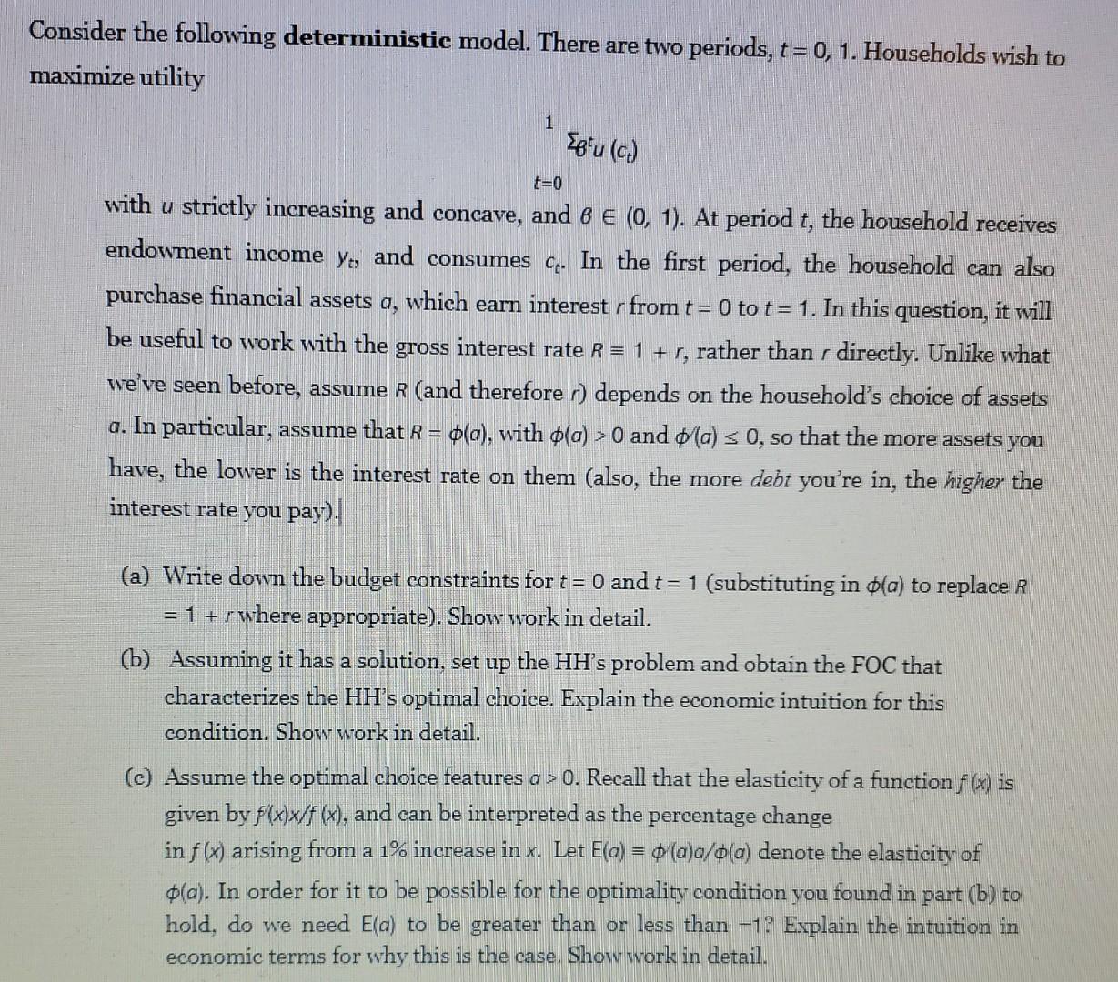 Solved Consider the following deterministic model. There are | Chegg.com