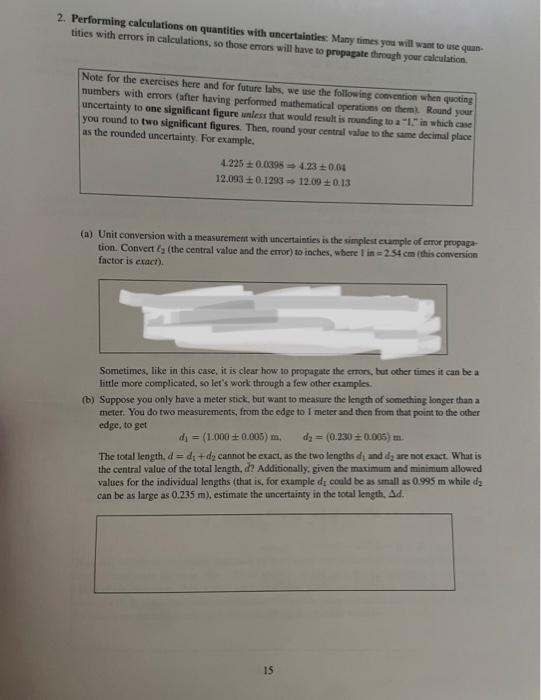 Solved 2. Performing calculations on quantities with | Chegg.com