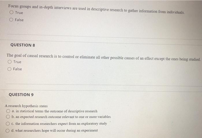 Solved Focus groups and in-depth interviews are used in | Chegg.com
