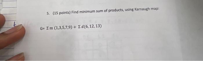 Solved 5. (15 points) Find minimum sum of products, using | Chegg.com