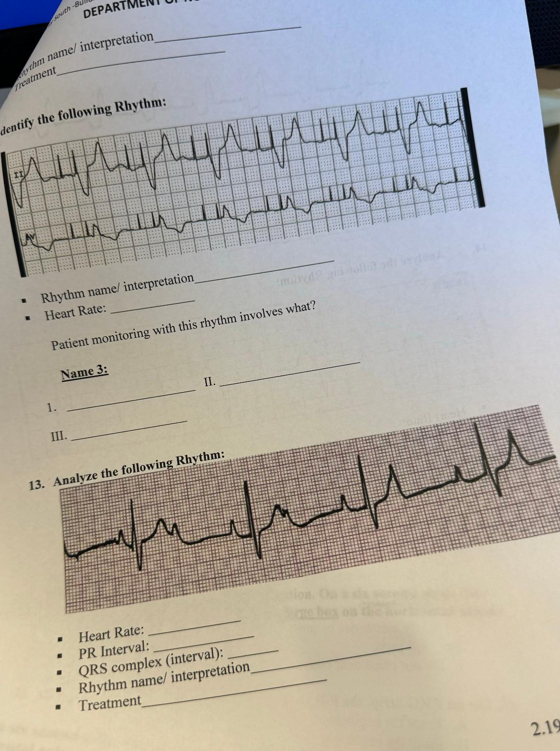 Solved Rhythm namel interpretationHeart Rate:Patient | Chegg.com